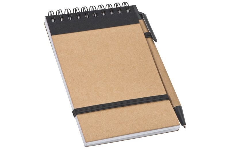 Reporter Block mit Kugelschreiber - ökologische Werbeartikel